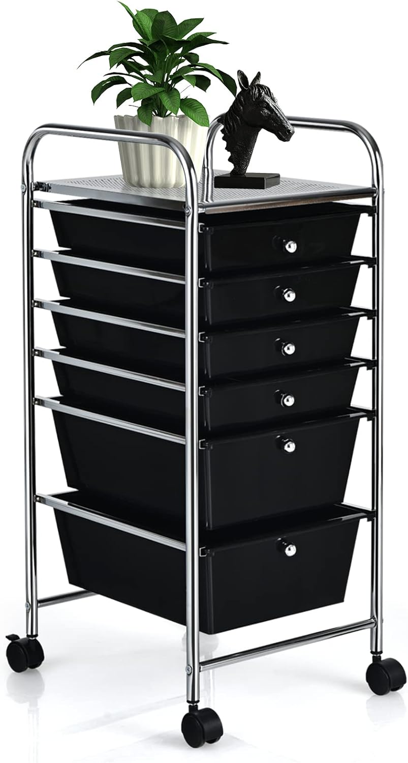 Amazon.com: COSTWAY 6-Drawer Rolling Storage Cart, Multifunctional Art ...