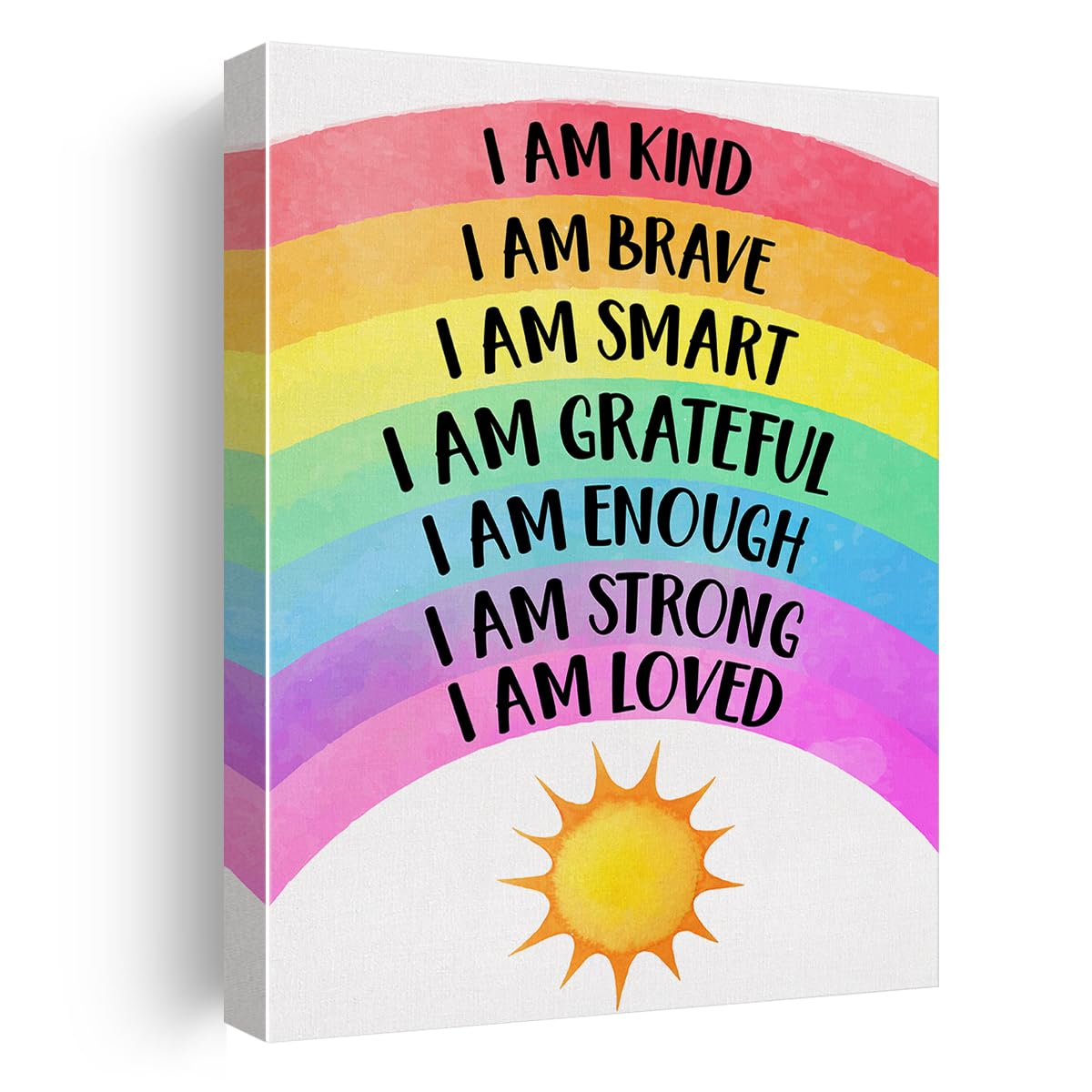 Positive Affirmations Kids Boho Rainbow Classroom Wall Art - 12x16 Inch ...