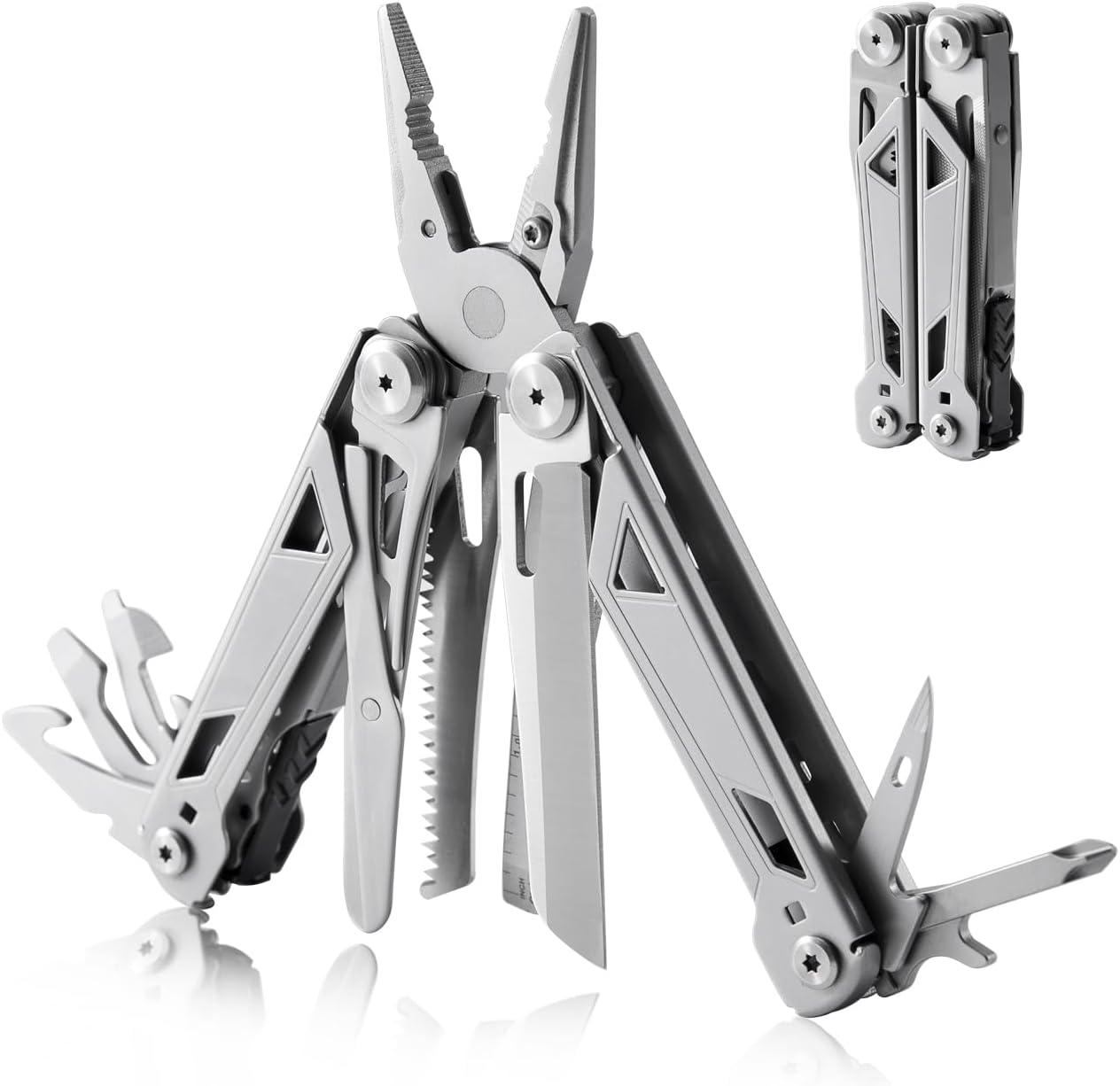 TESCOACH Camping and Survival Multi-Tool Foldable Pliers with 17 Built ...