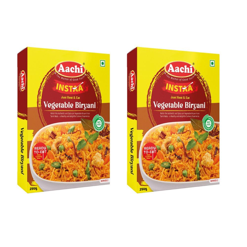 Aachi Ready to Eat Vegetable Biryani 250g (Pack of 2) : Amazon.in ...
