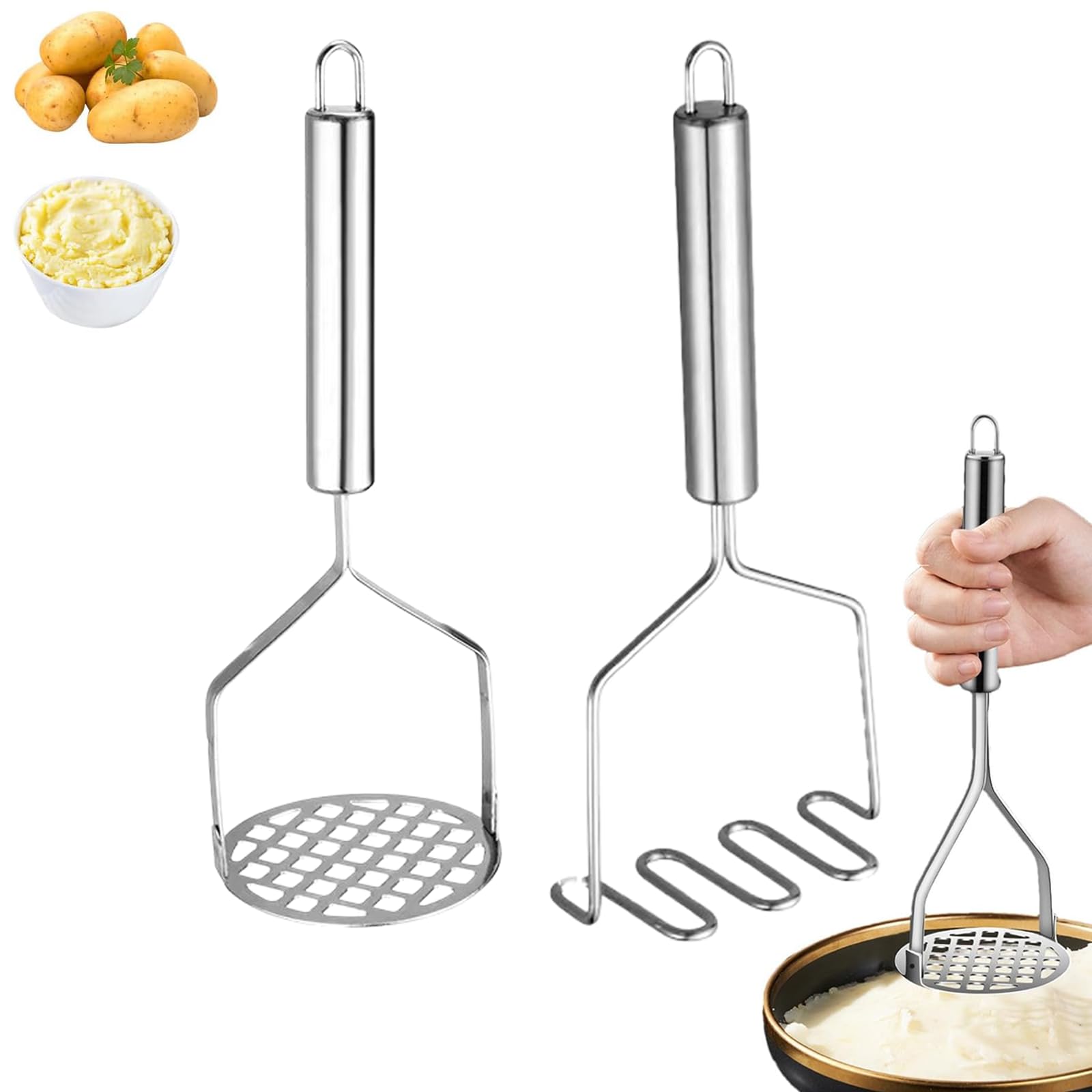 2 Piezas Machacador De Frijoles, Aplastador De Papas, Machacador De ...