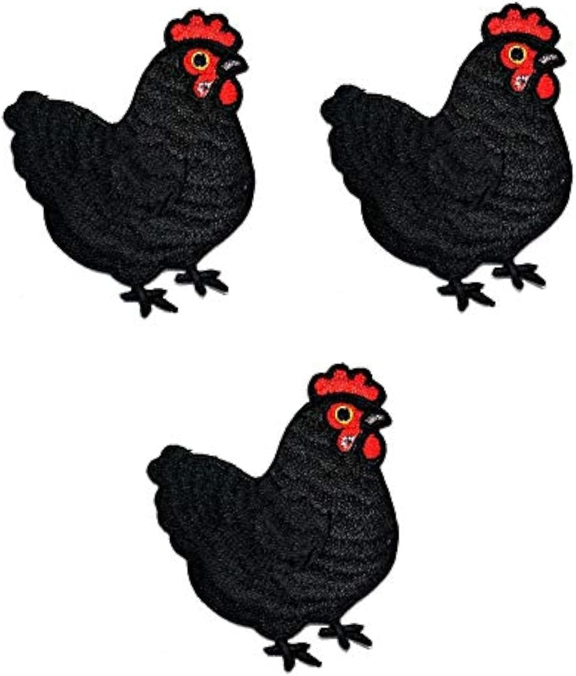 Amazon.com: Umama Patch Set of 3 Black Chicken Iron On Sew On Applique ...