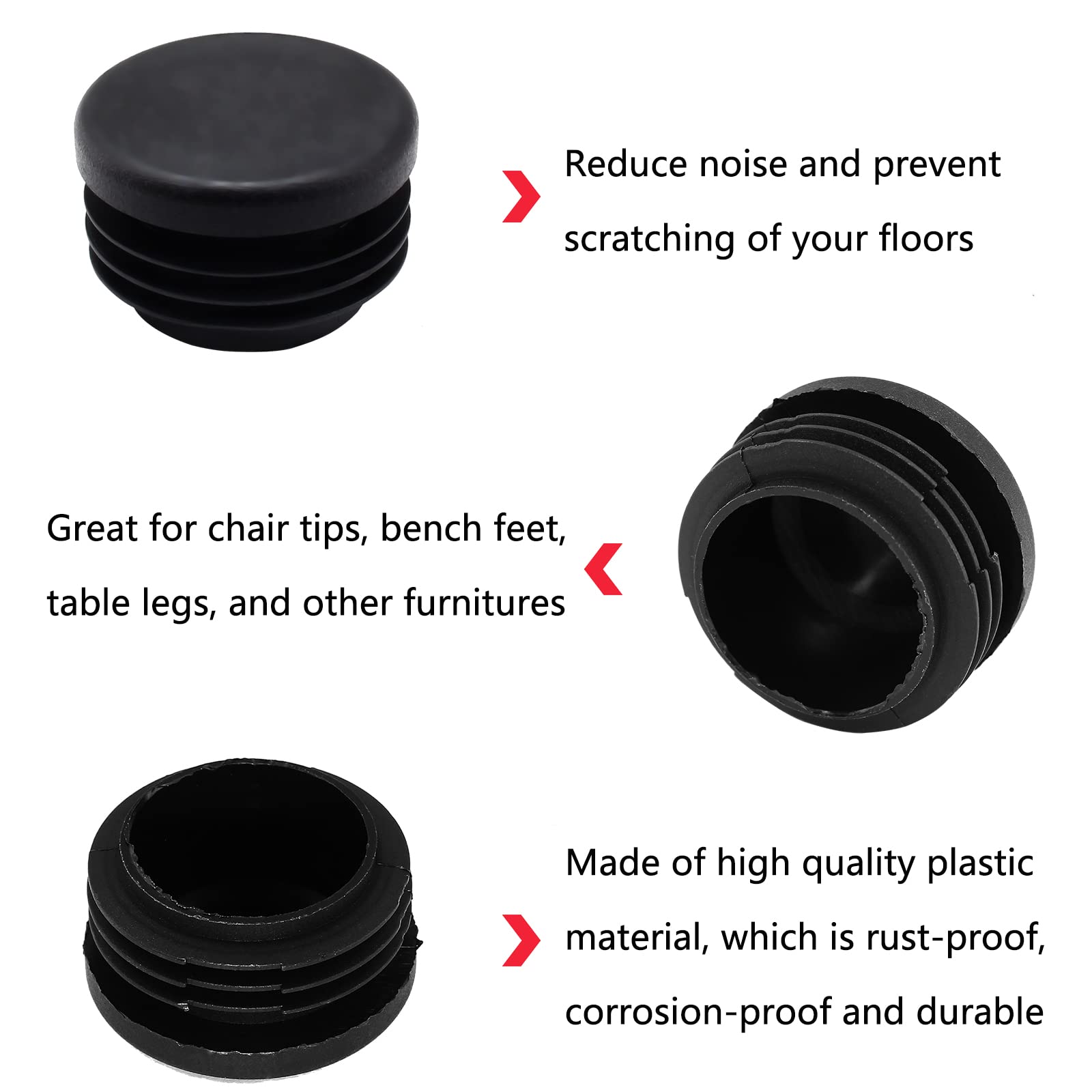 Snapklik.com : Biaungdo 4 Pcs 1 1/2 Inch Round Plastic Hole Plug, Black ...