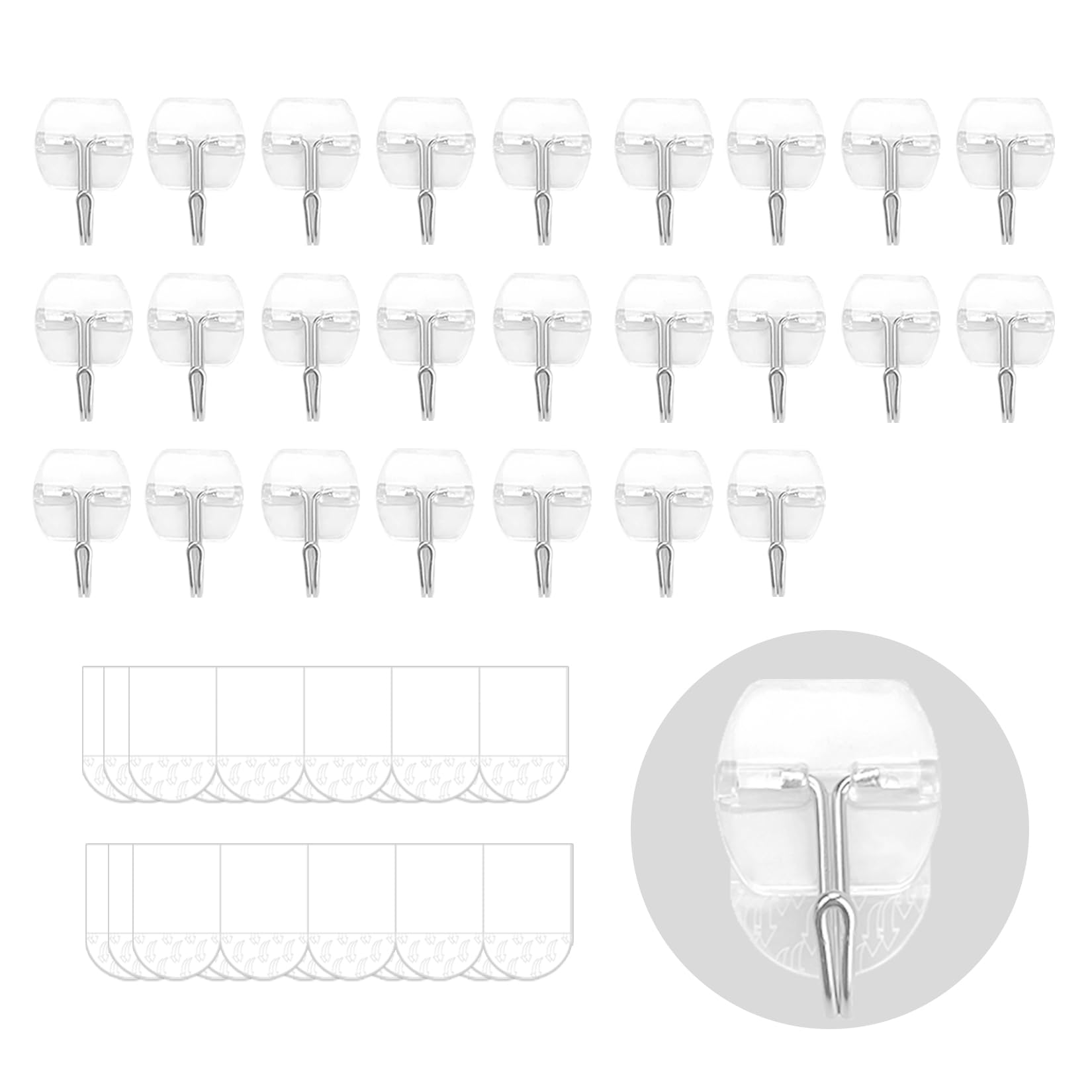 Amazon.com: Karsbarwe 25 Hooks 30 Strips, Clear Small Wall Hooks for ...