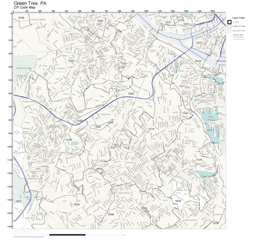 ZIP Code Wall Map of Green Tree, PA ZIP Code Map Not Laminated: Amazon ...