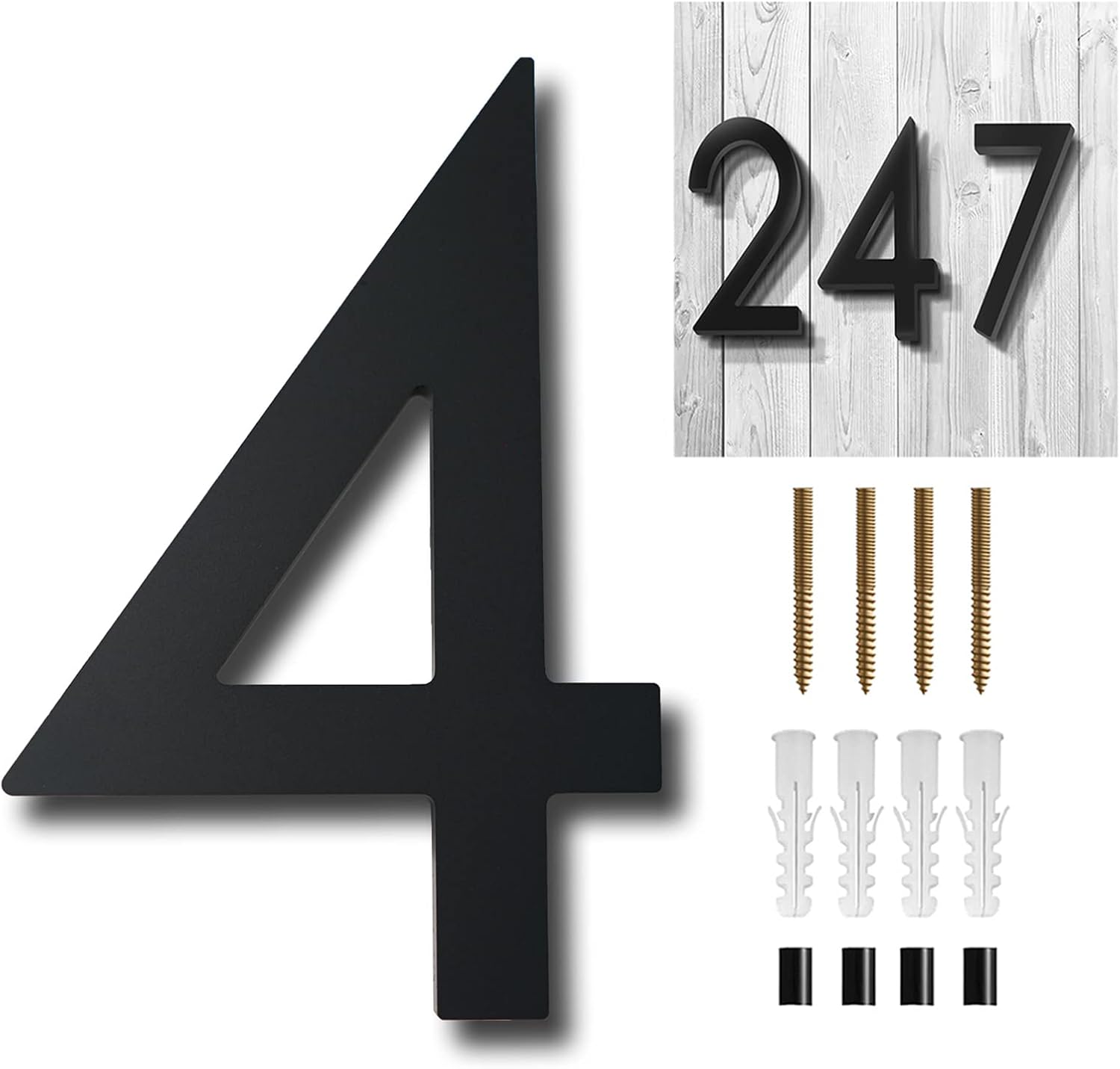 6 Inch House Numbers for Outside Modern-Rust Proof 3D Floating Address ...