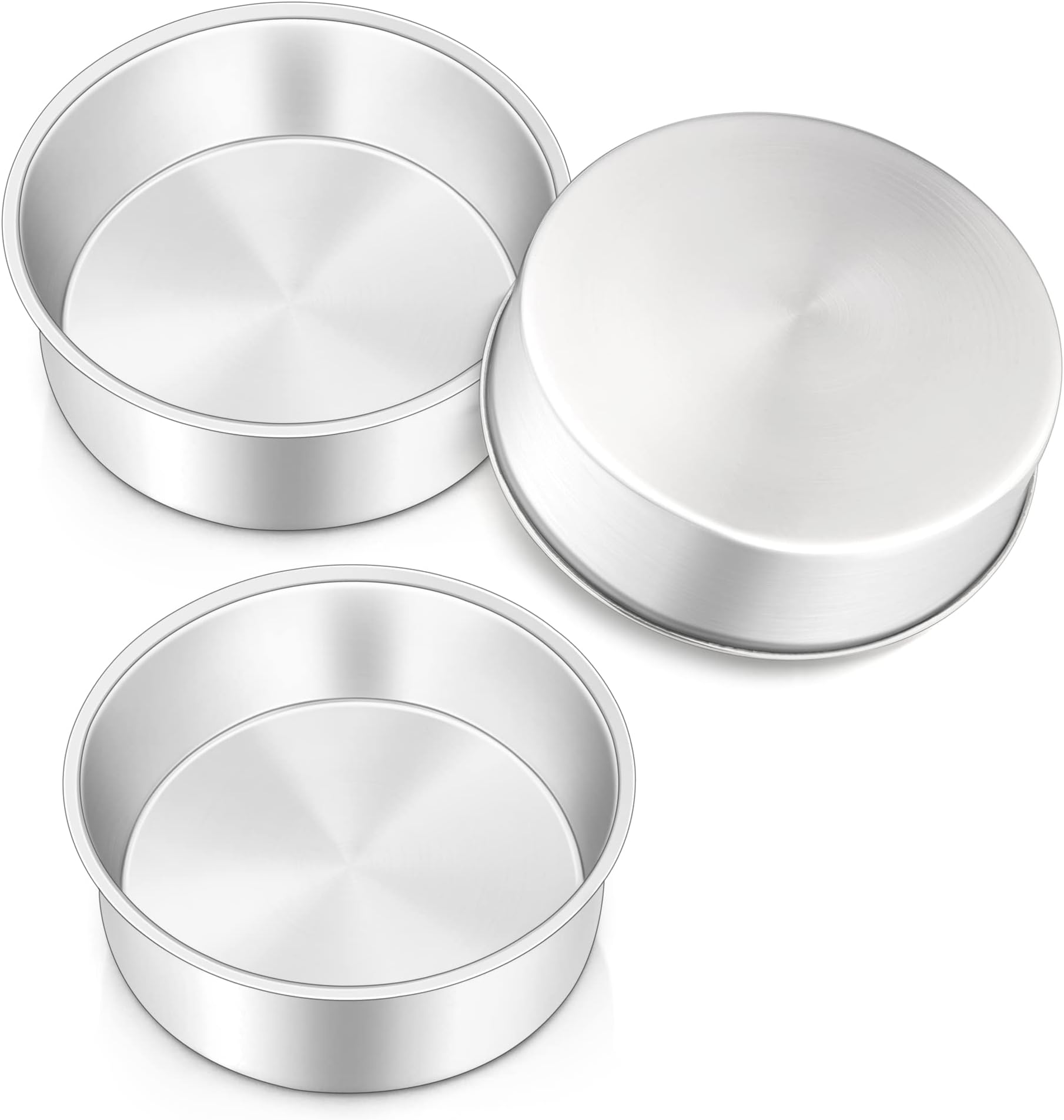Herogo Cake Tin, 6 Inch Round Cake Tins Set of 3, Stainless Steel Deep ...