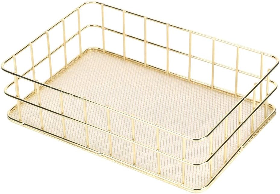 Amazon.com: GYY Gold Desktop Metal Storage Basket Storage Box Iron Grid ...