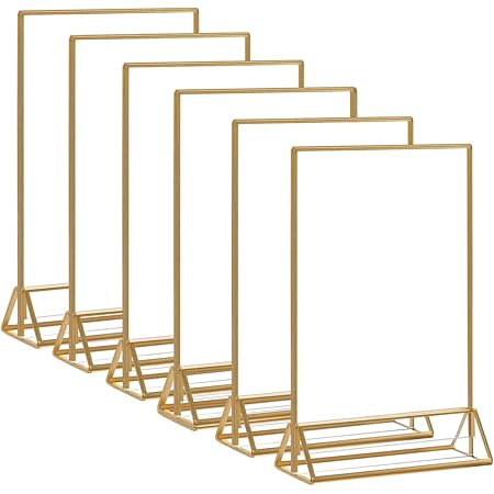 Amazon.com - LUOBAO Acrylic Gold Sign Holder,5x7 Wedding Table Numbers ...