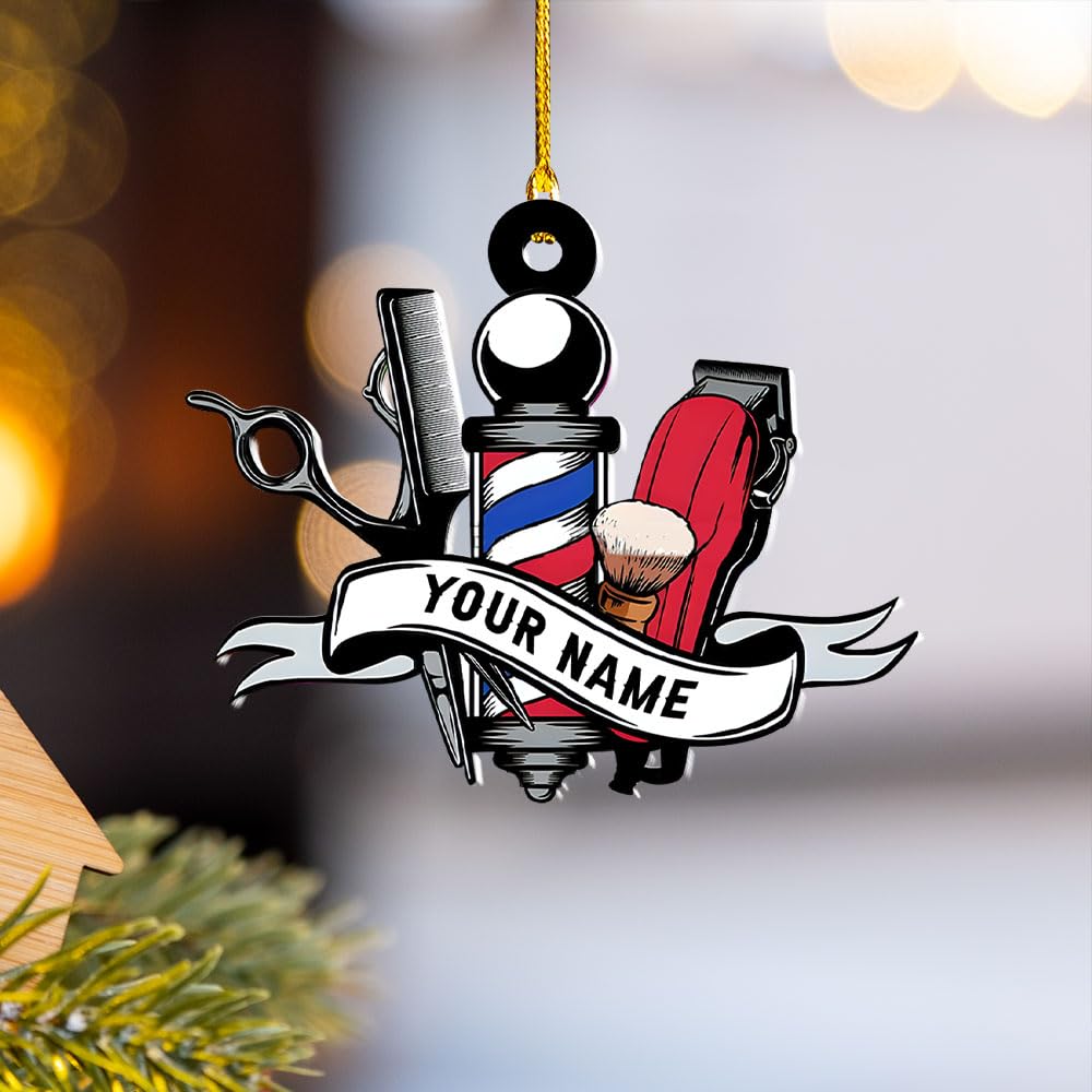 Amazon.com: Podagree Personalized Barber Ornament, Personalized Barber ...