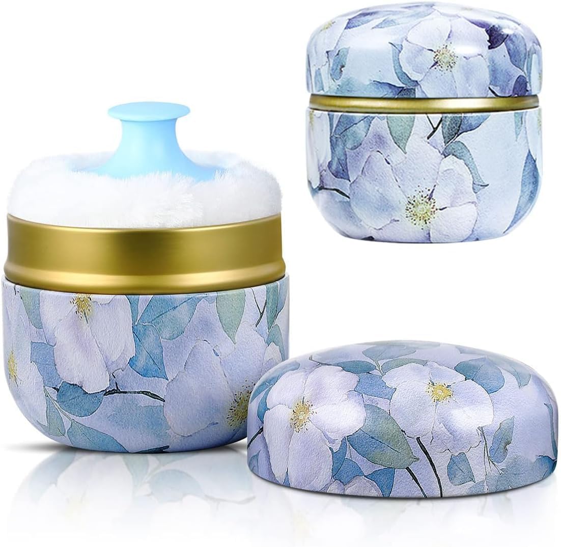 2 Pieces Body Powder Puff and Container Portable for Baby&Women Loose ...