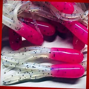 Amazon.com : 50 Crappie Jig Tubes Pink/Monkey Milk Swimming Lures Bait ...
