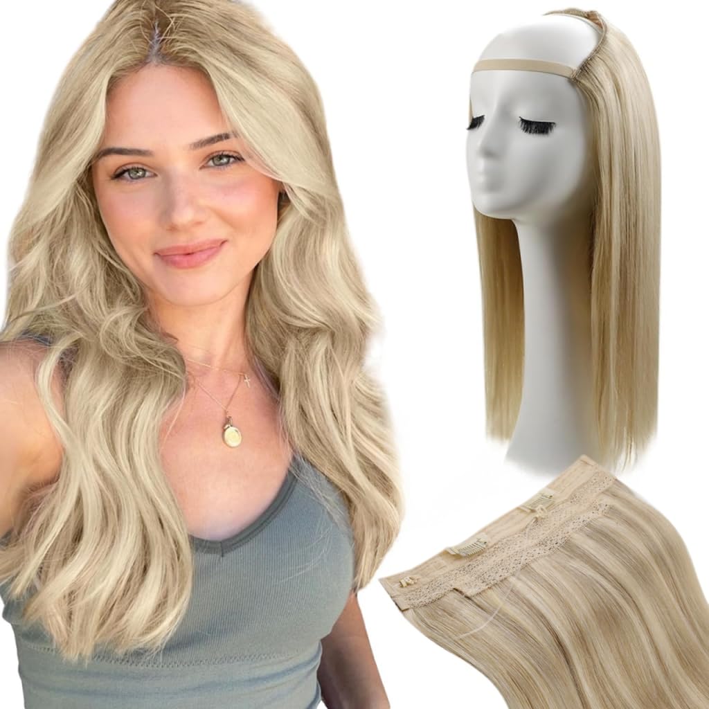 Amazon.com : RUNATURE Bundles with Invisible Wire Hair Extensions Real ...