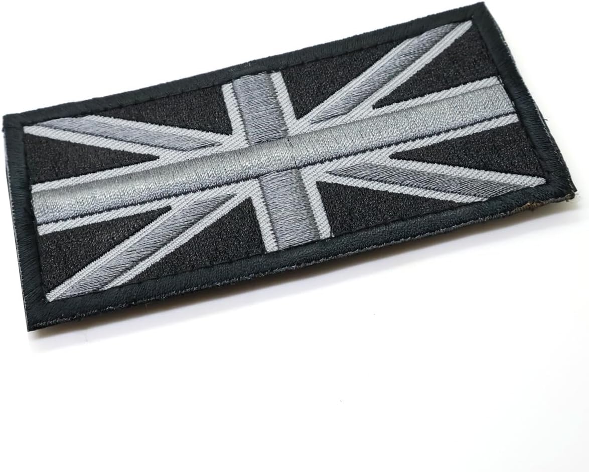 Black and Grey Union Jack Flag Patch British Military Hook and Loop ...