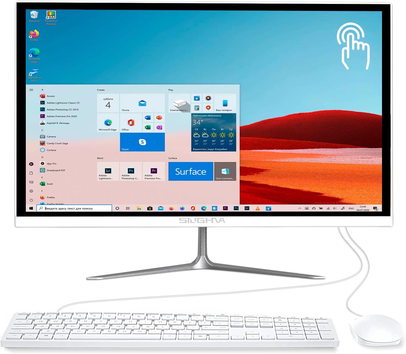 All-in-One Desktop Computer, Touchscreen 22" FHD Display N5095 8GB RAM ...
