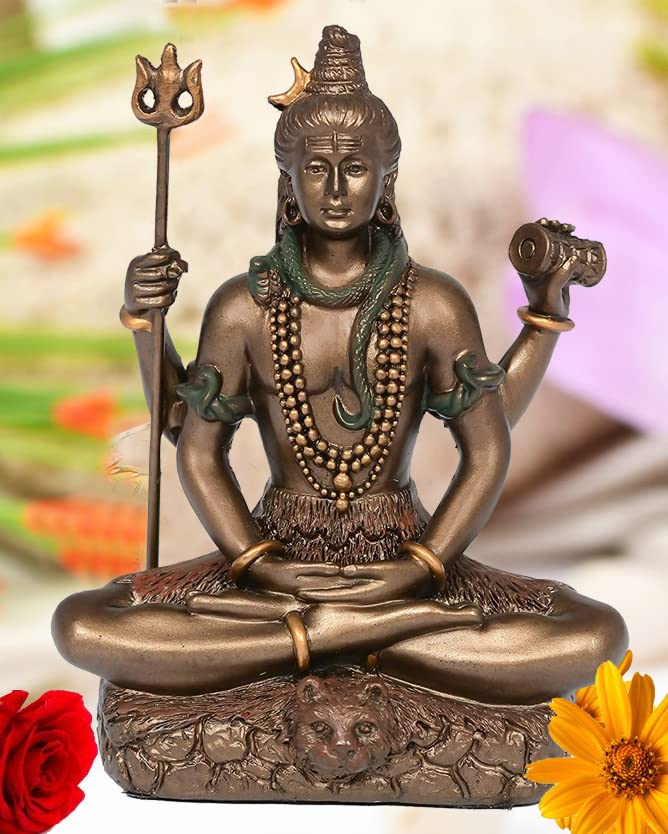 Buy Rudram Arts Resin Car Dashboard Shiva Statue Puja Idol Murti Shiv ...