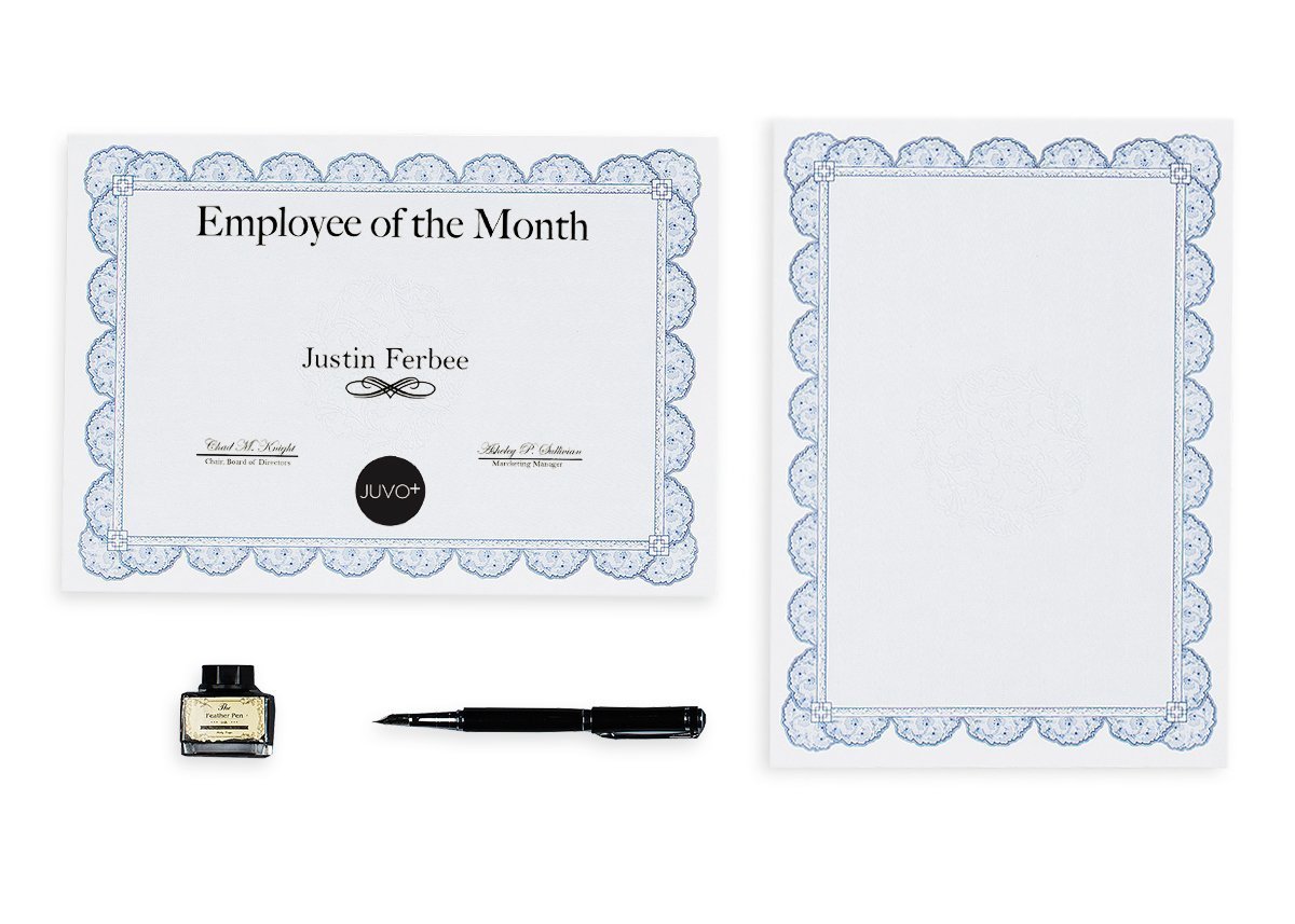 Buy 96 Pack Award Certificate Paper with Navy Blue Floral Border ...