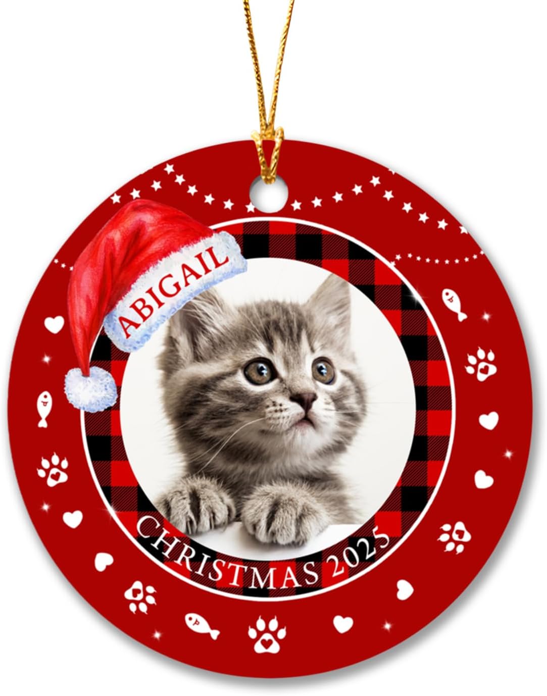 Amazon.com: Cenluxy Personalized Picture Photo Cat Christmas Ornaments ...