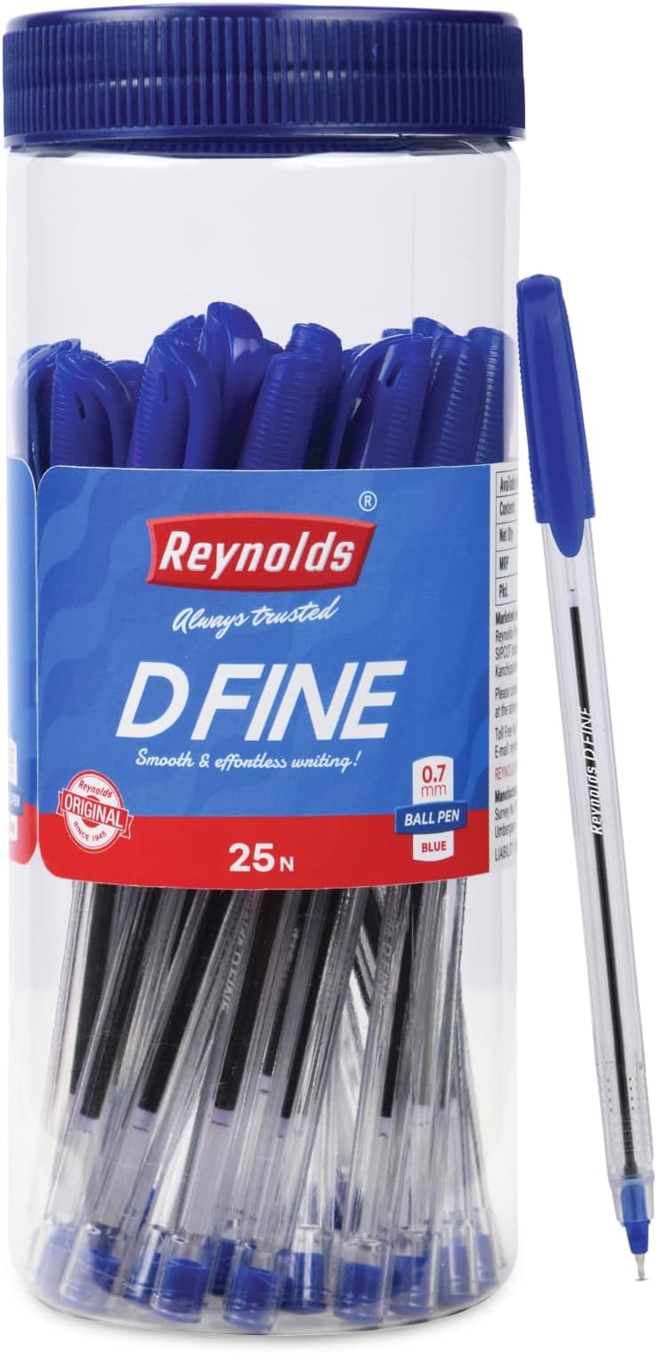 Reynolds D FINE BALLPEN -BLUE | PACK OF 25 | Ball Point Pen Set With ...