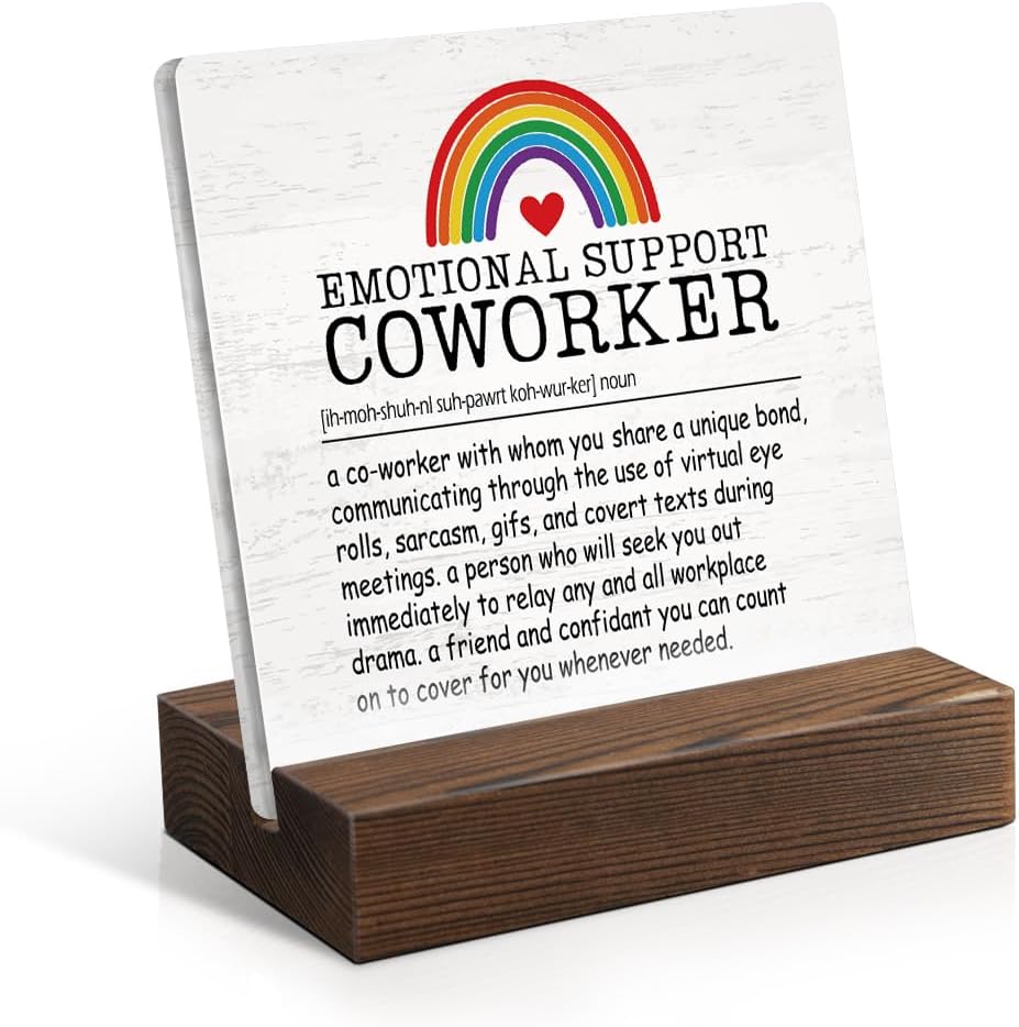 Amazon.com: Juoqg Emotional Support Coworker Acrylic Sign with Wooden ...