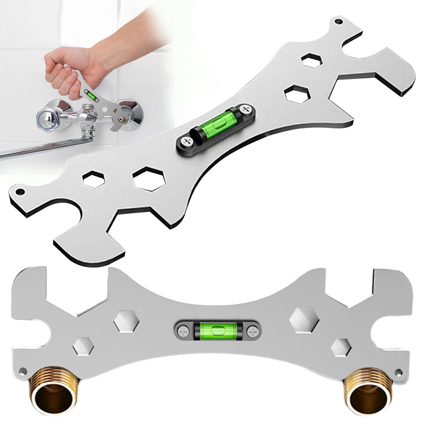 Angle Wrench, Multifunctional Wrench with Level, 2pcs Stainless Steel ...