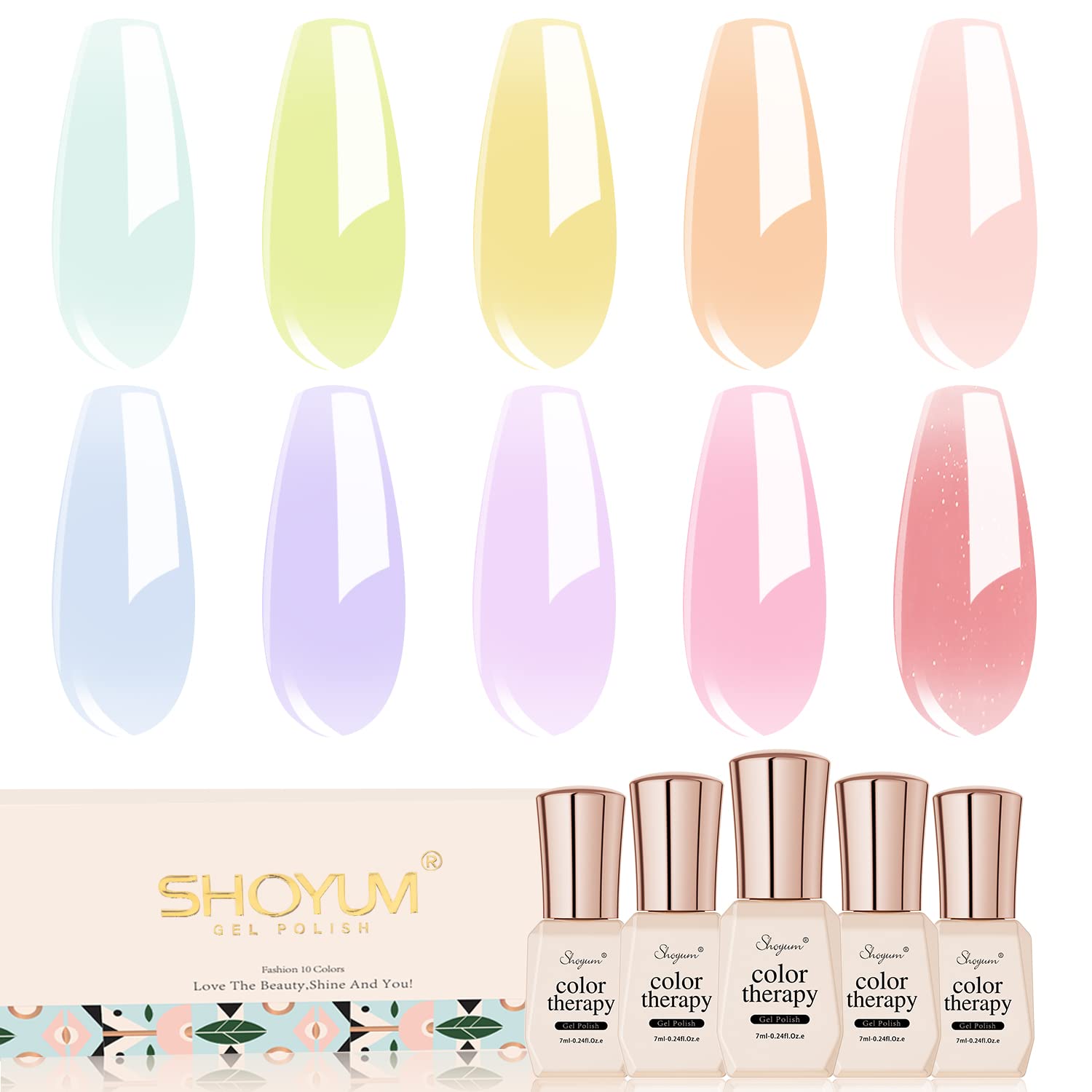 Amazon.com : SHOYUM Jelly Pastel Gel Nail Polish Set 10Pcs Candy Colors ...