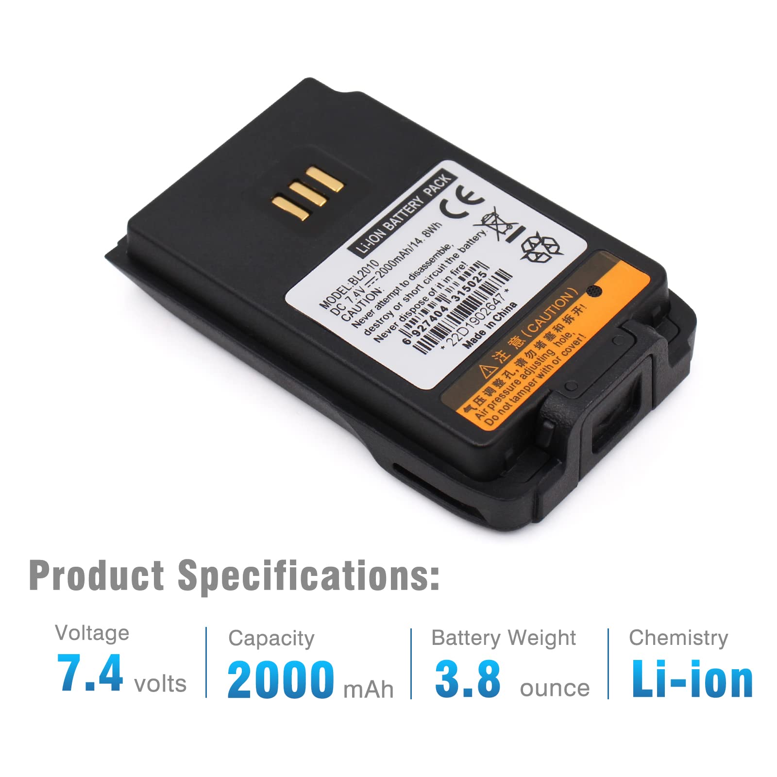 Snapklik.com : BL2010 2000mAh Li-Ion Battery Compatible For Hytera PD402i PD412i PD482i PD502i ...