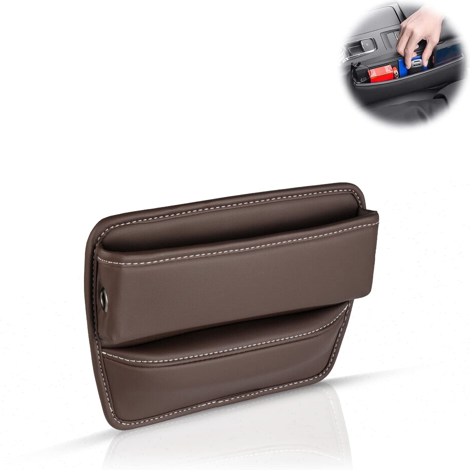 Leather Car Seat Storage Box, 2023 New Car Seat Gap Filler Organizer ...