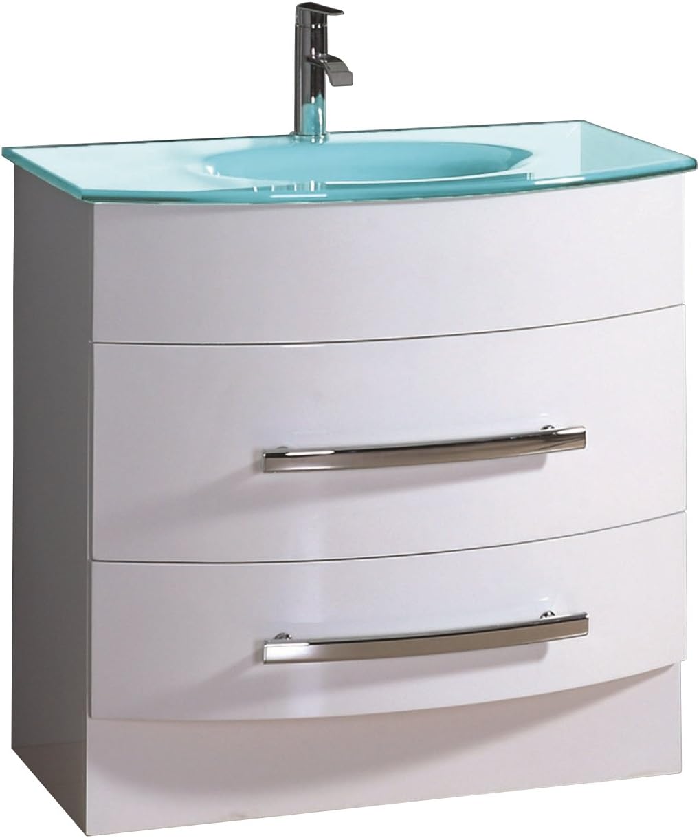 Luxo Marbre MIRABEL 3221 W Mirabel Vanity with Tempered Glass Sink ...
