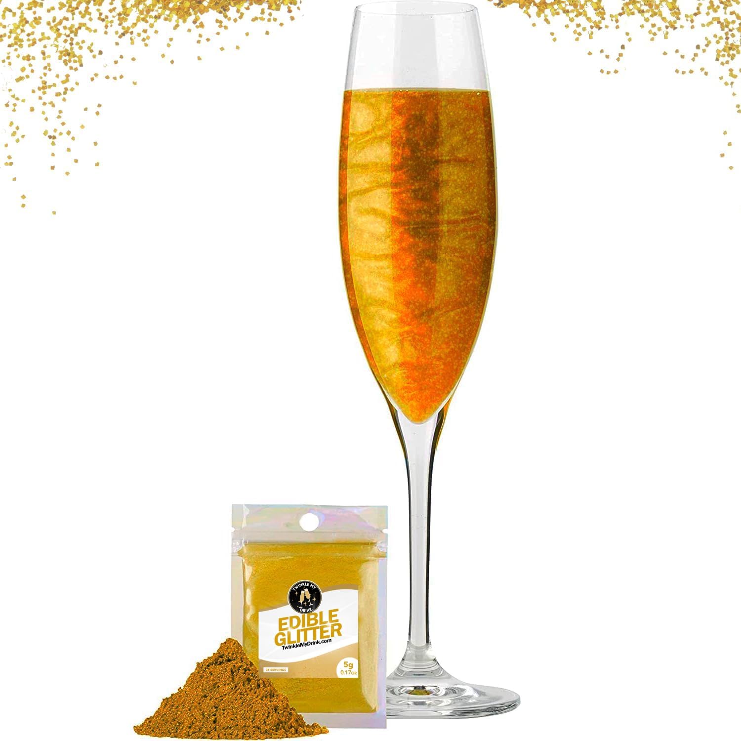 Twinkle My Drink® Gold Deluxe Edible Glitter for Drinks & Cake ...