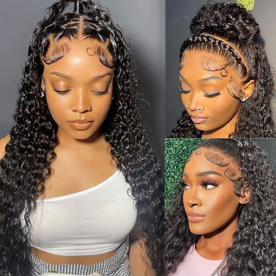 Amazon.com : Nuocheng Deep Wave Lace Front Wigs Human Hair 13x4 Curly Wave Lace Frontal Wigs ...