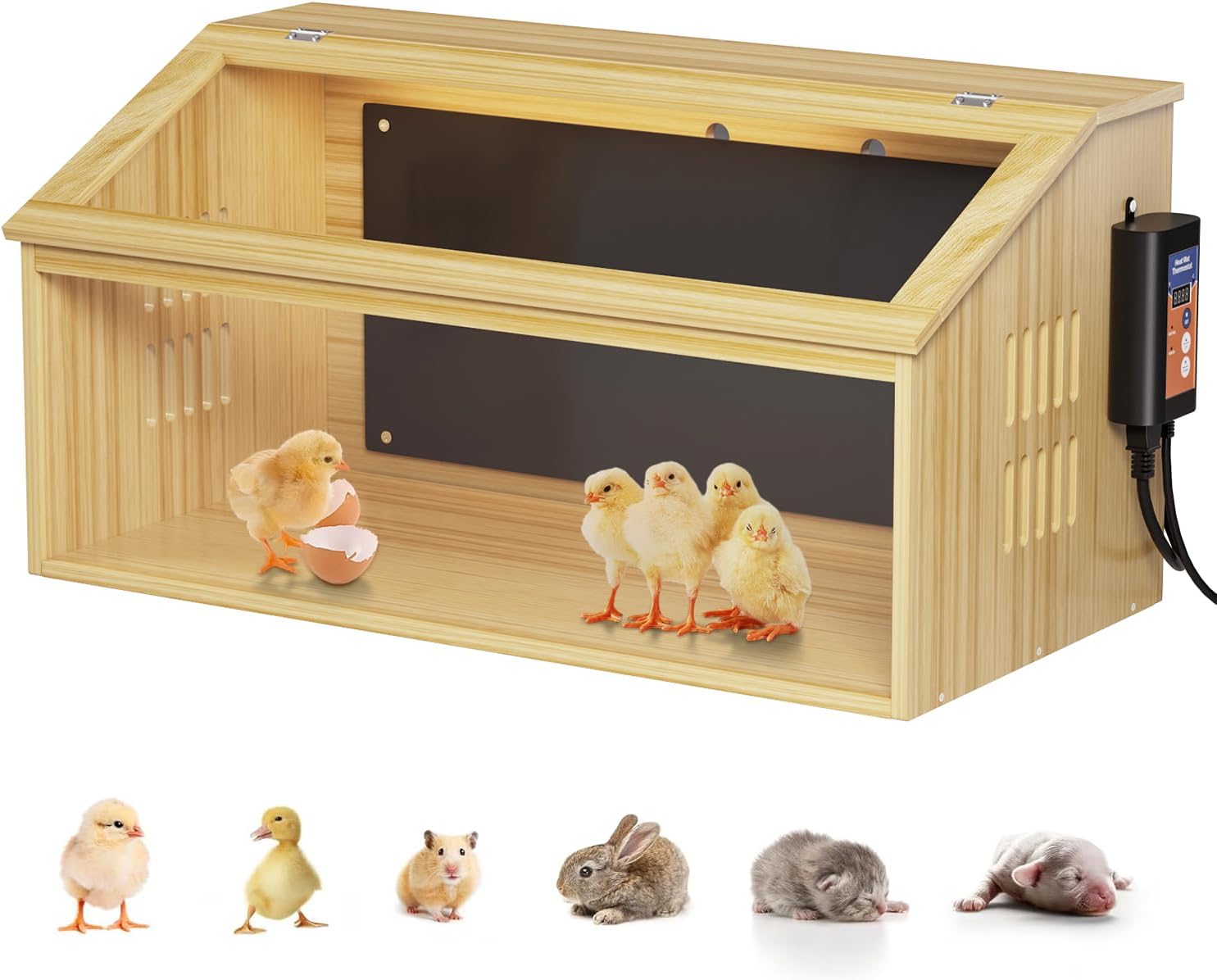 Amazon.com: Large Wooden Chicken Brooder Box with Bulb Set and ...