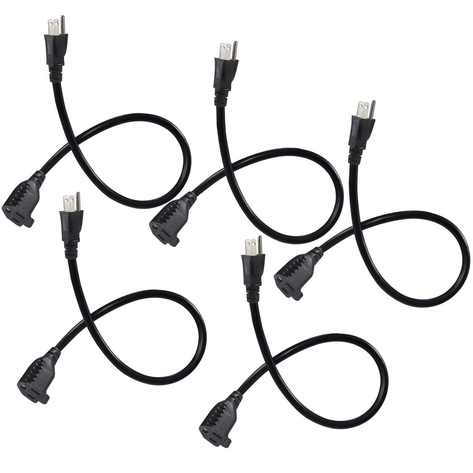 Amazon.com: SPARKING Short 3 Prong Power Extension Cord Black - 1.5FT ...