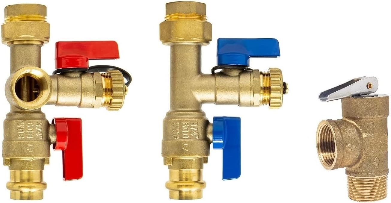 Libra Supply 3/4 inch Press Isolation Valve Kit with Pressure Relief ...