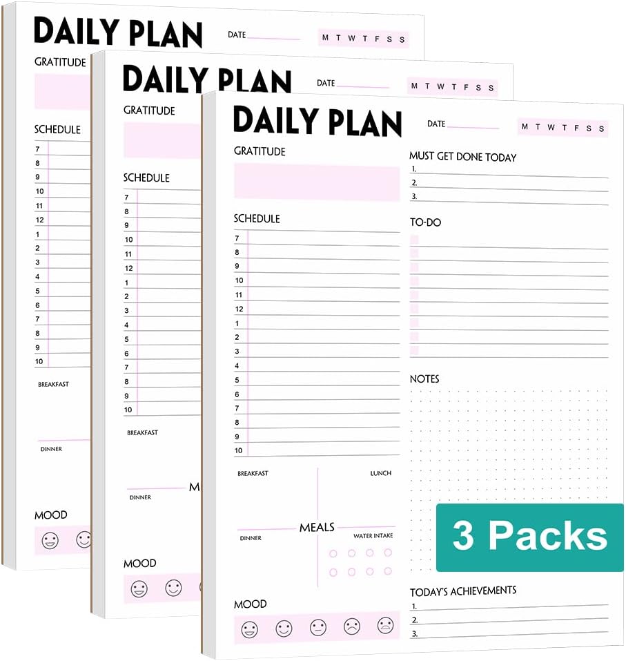 Amazon.com : (Pack of 3) A4 Daily Planner Notepad - Tear-Off Daily ...