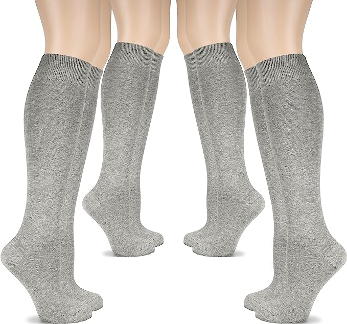 Buy WKLOUYHE 4 Pairs Girls Knee High Socks Cotton School Uniform Socks ...