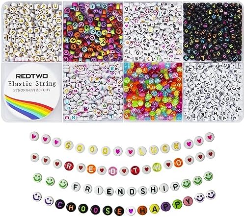 Kioiner 1000 Pcs Acrylic Letter Beads, Colourful A-Z Letter Beads, 3.7× ...