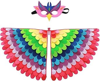 Miss Tiara 2 Piece Kids Bird Wings Cloak Owl Parrot Peacock Colorful ...