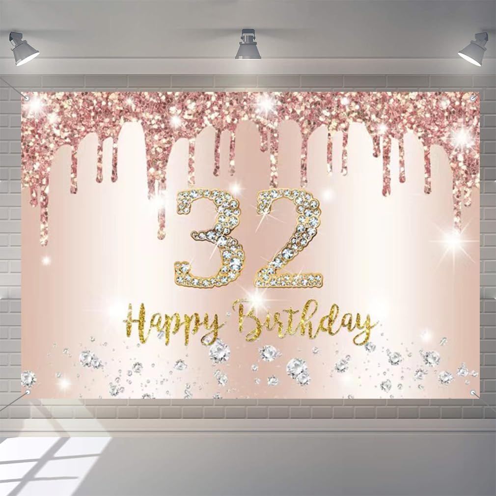 Happy 32nd Birthday Decorations for Women, Happy 32 Years Old Party ...