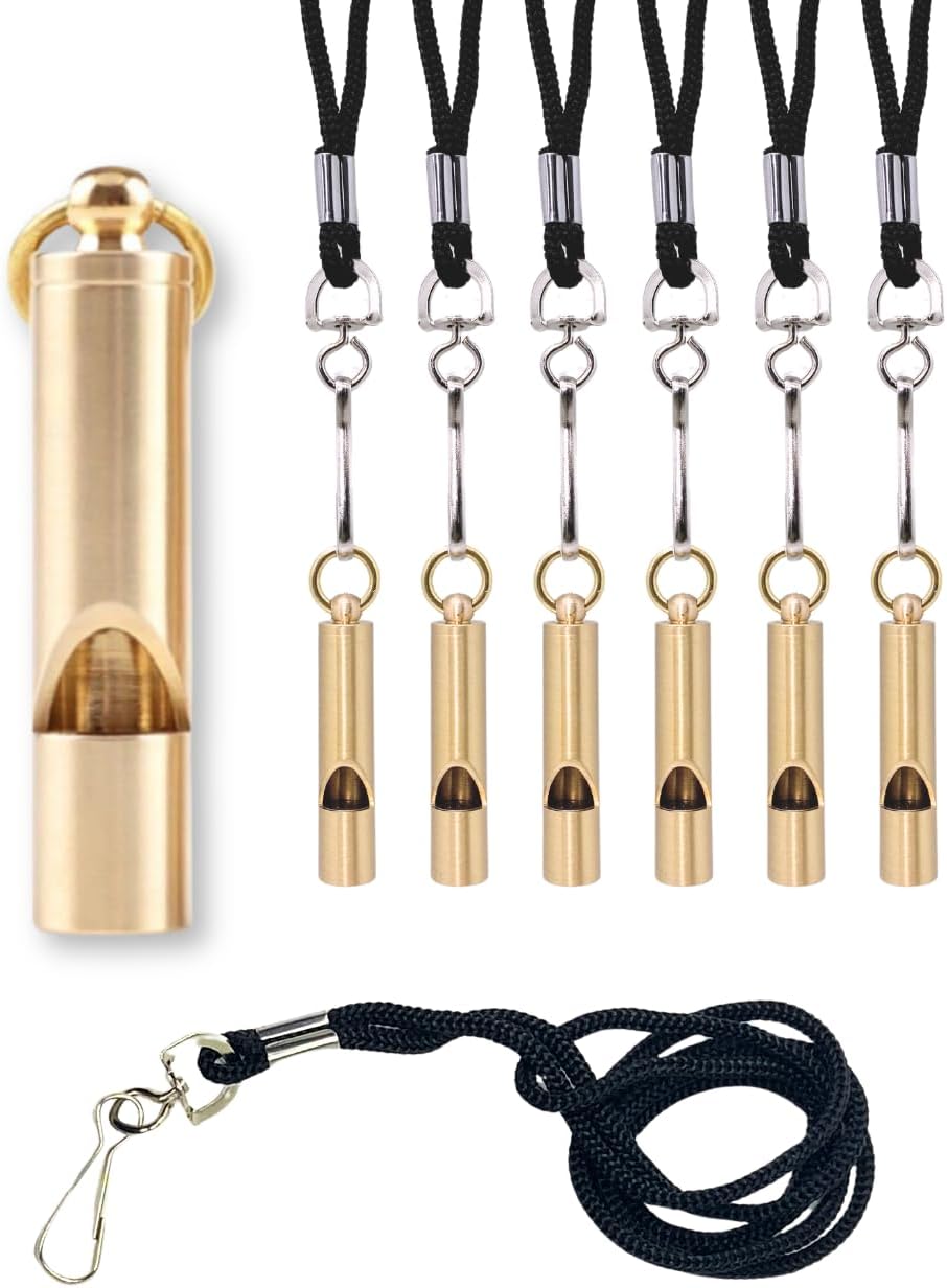 Amazon.com : FUTURESTEPS Brass Whistles 6 Pack with Lanyards – 125+ dB ...
