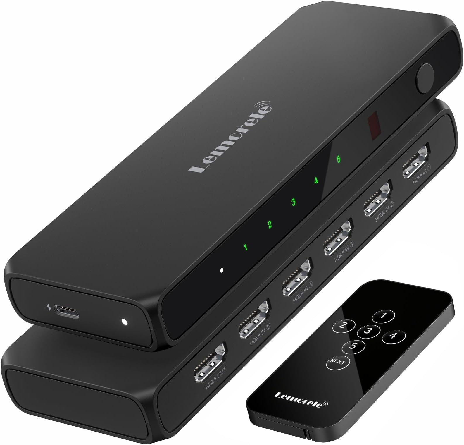 Lemorele HDMI Splitter HDMI Switch 5 in 1 Out, Lemorele 4K HDMI ...
