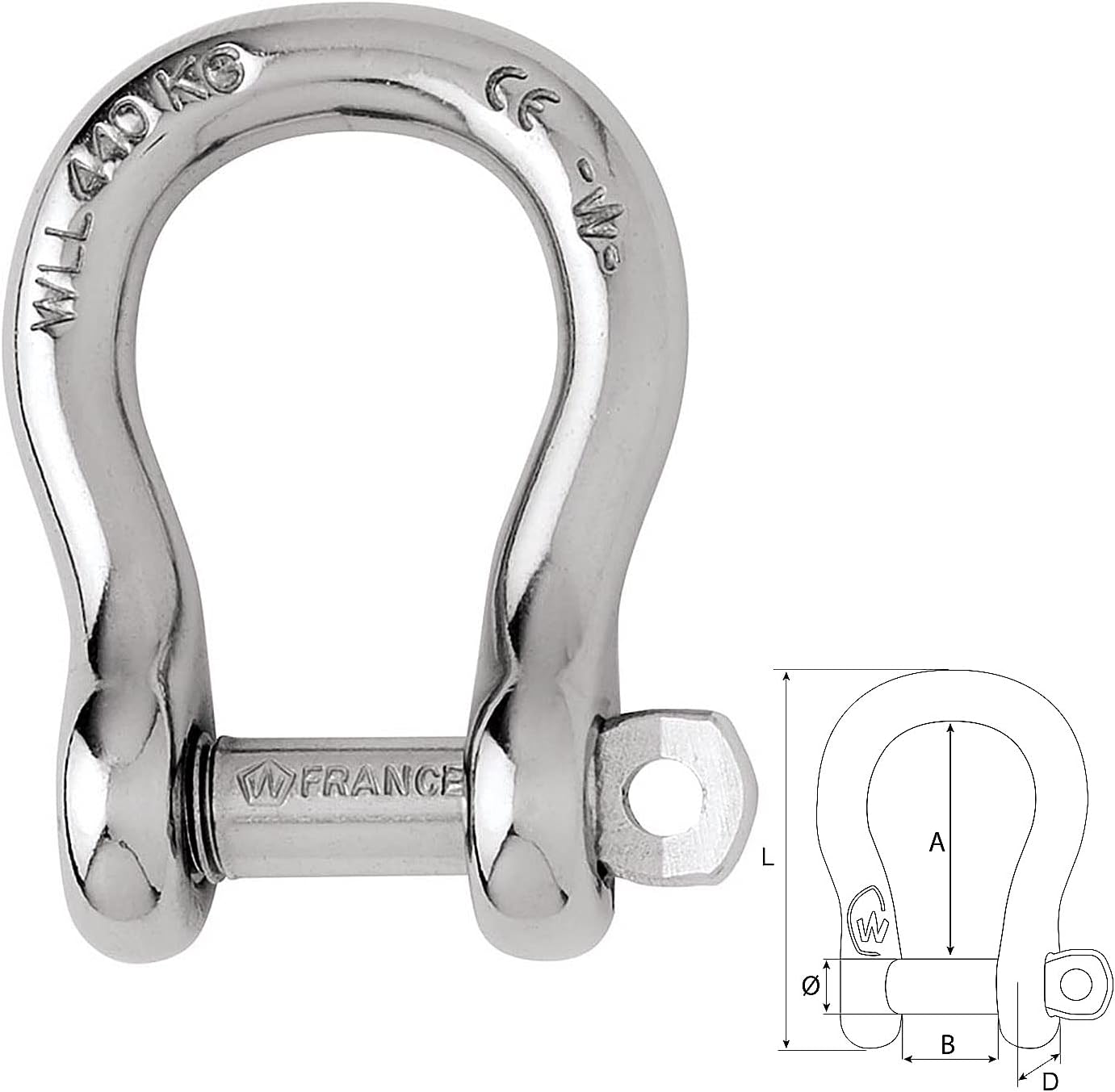 Amazon.com : Wichard 5mm Captive Pin Forged Bow Shackle : Sports & Outdoors