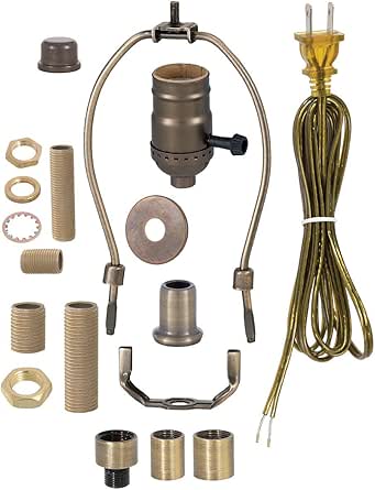 B&P Lamp® Antique Brass Finish Floor Lamp Wiring Kit with a 3-Way ...
