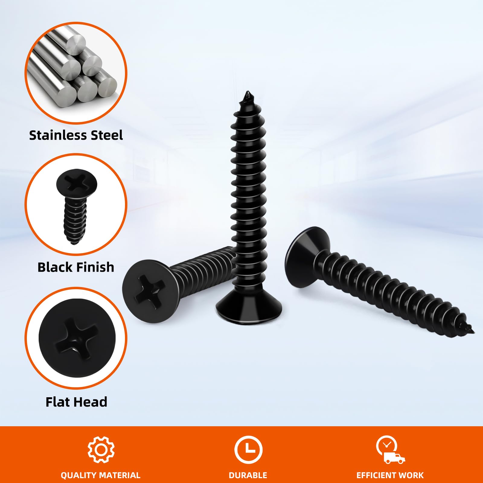 Snapklik.com : #8 X 1-1/2" Flat Head Wood Screw, Sheet Metal Screws ...