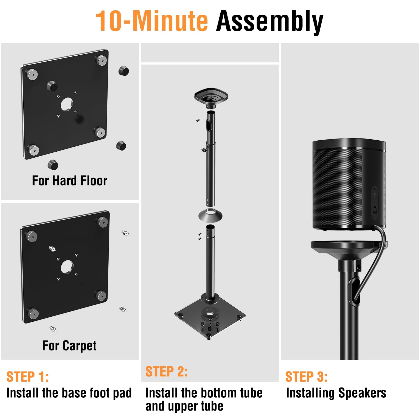 ELIVED Speaker Stands Pair for Sonos One, One SL, Play:1, Height ...