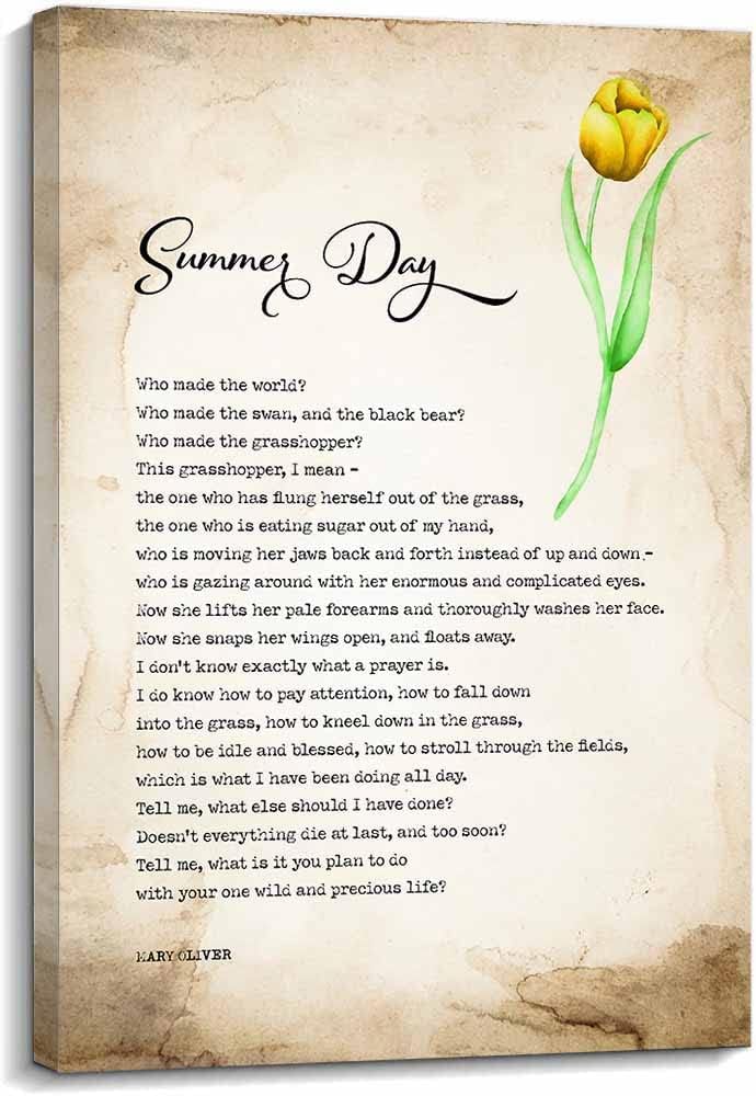 Amazon.com: Summer Day Poem Wall Decor Mary Oliver Quotes Wall Art ...