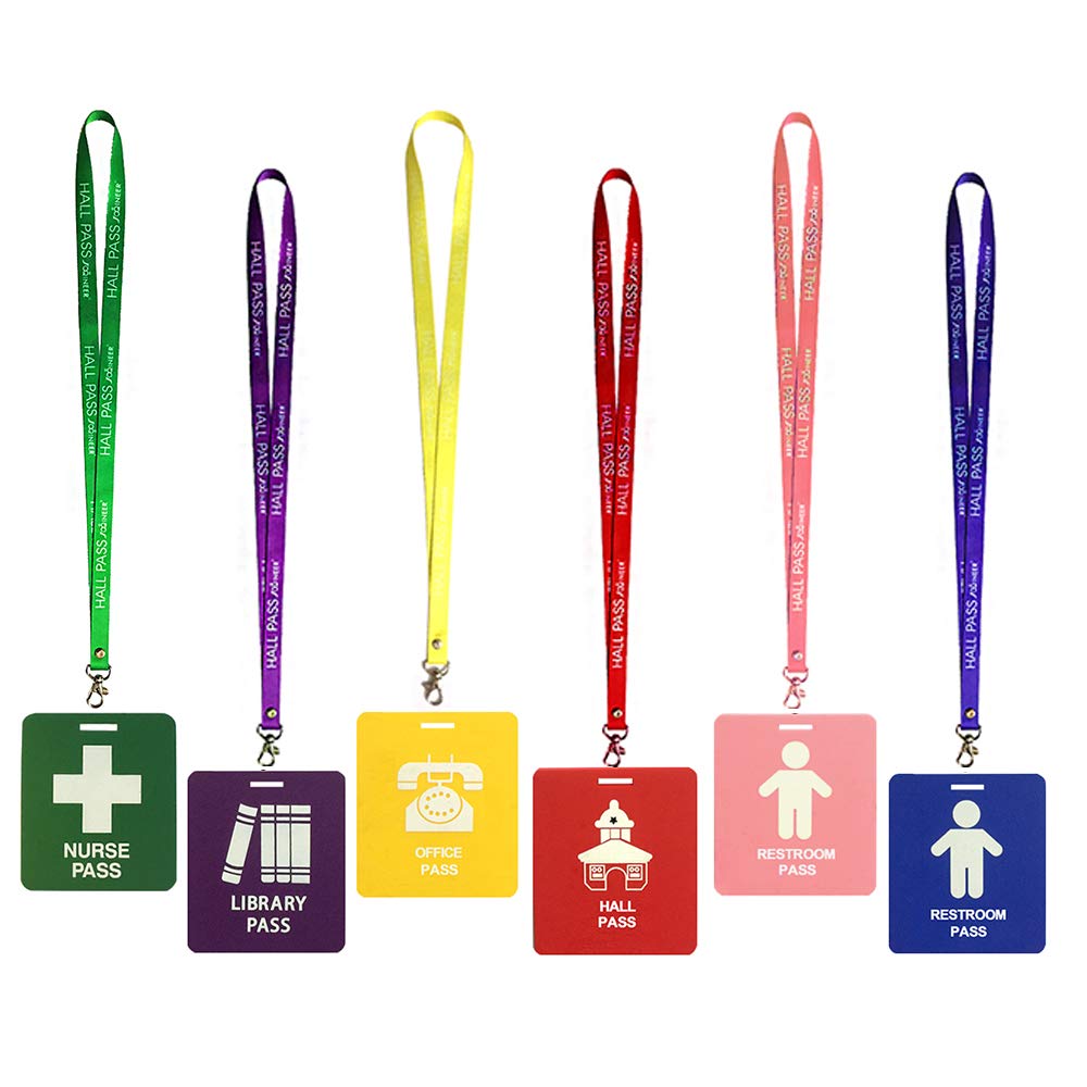 6 Pack Unbreakable PVC Hall Pass Lanyards,School Passes Set for ...