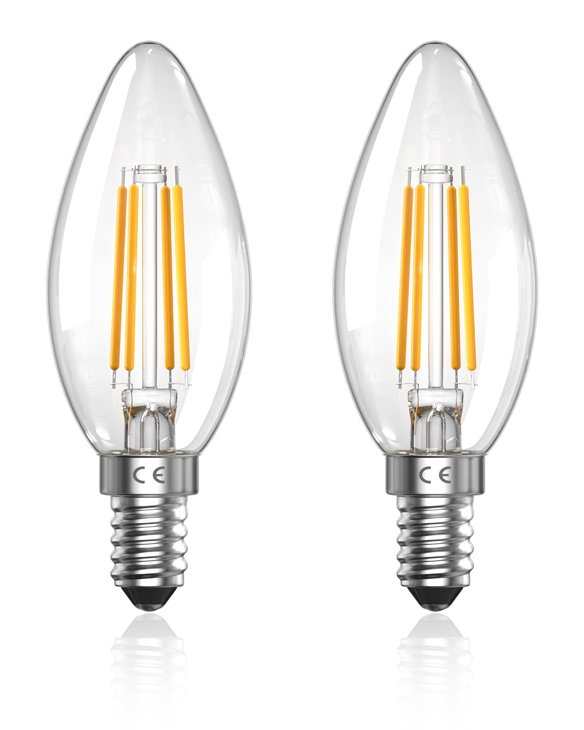 TobeBright E14 LED Candle Bulbs 4W, Clear Small Screw Candle Light Bulb ...