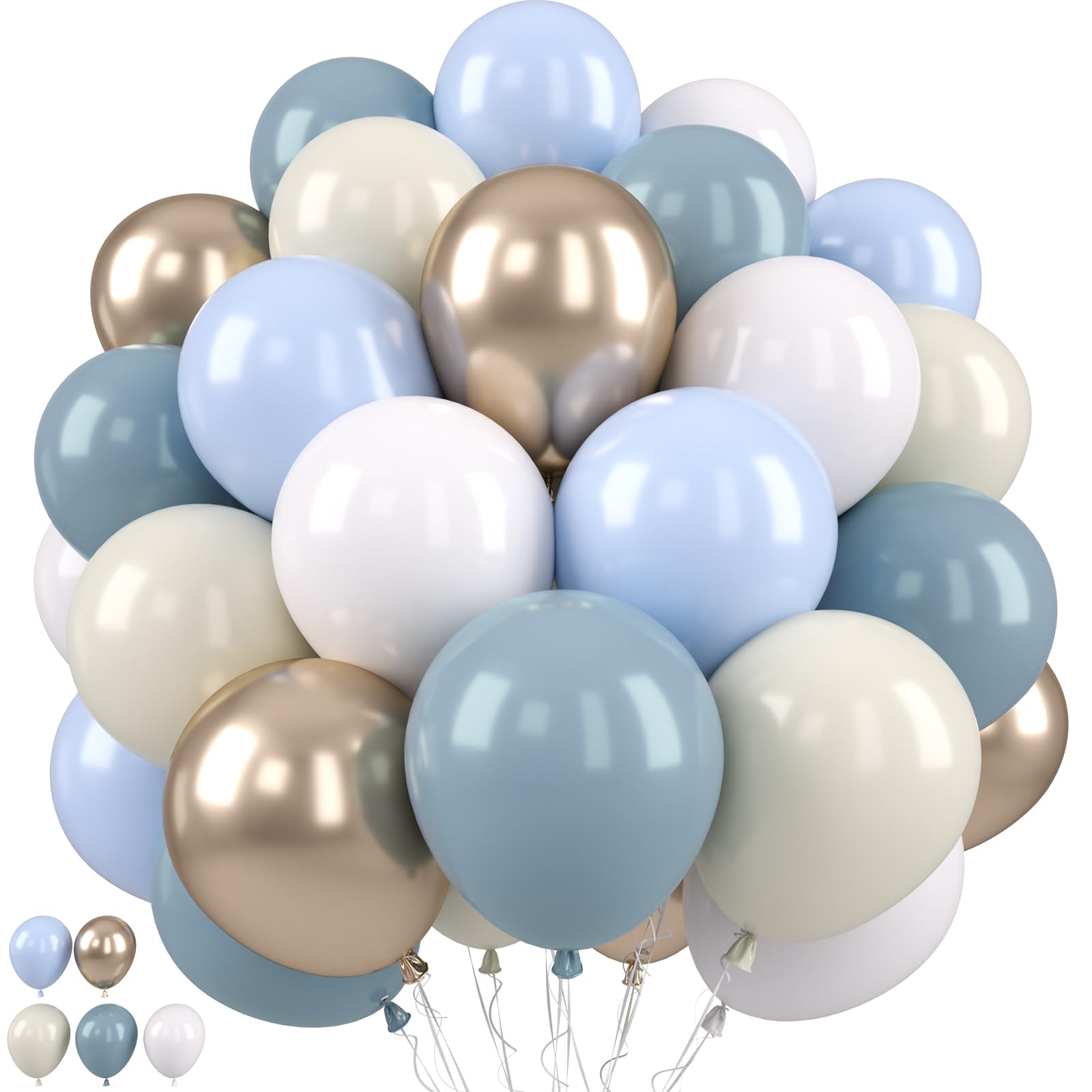 Amazon.com: Dusty Blue Balloons, Dusty Blue and Gold Balloons, Baby ...