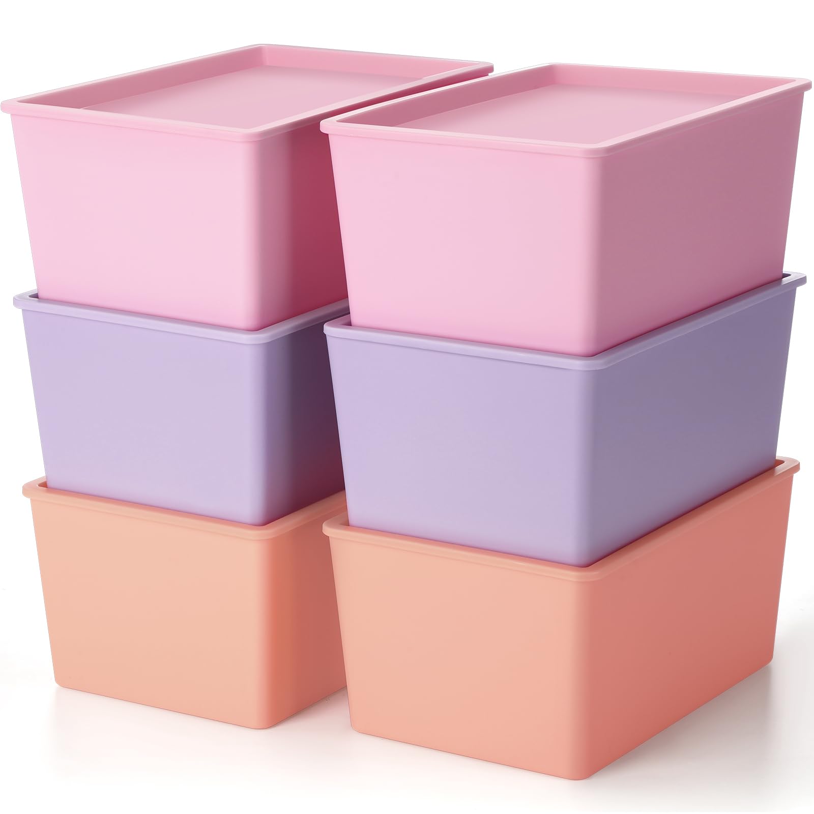 Amazon.com - Menkxi Storage Bins with Lids Colorful Plastic Storage ...